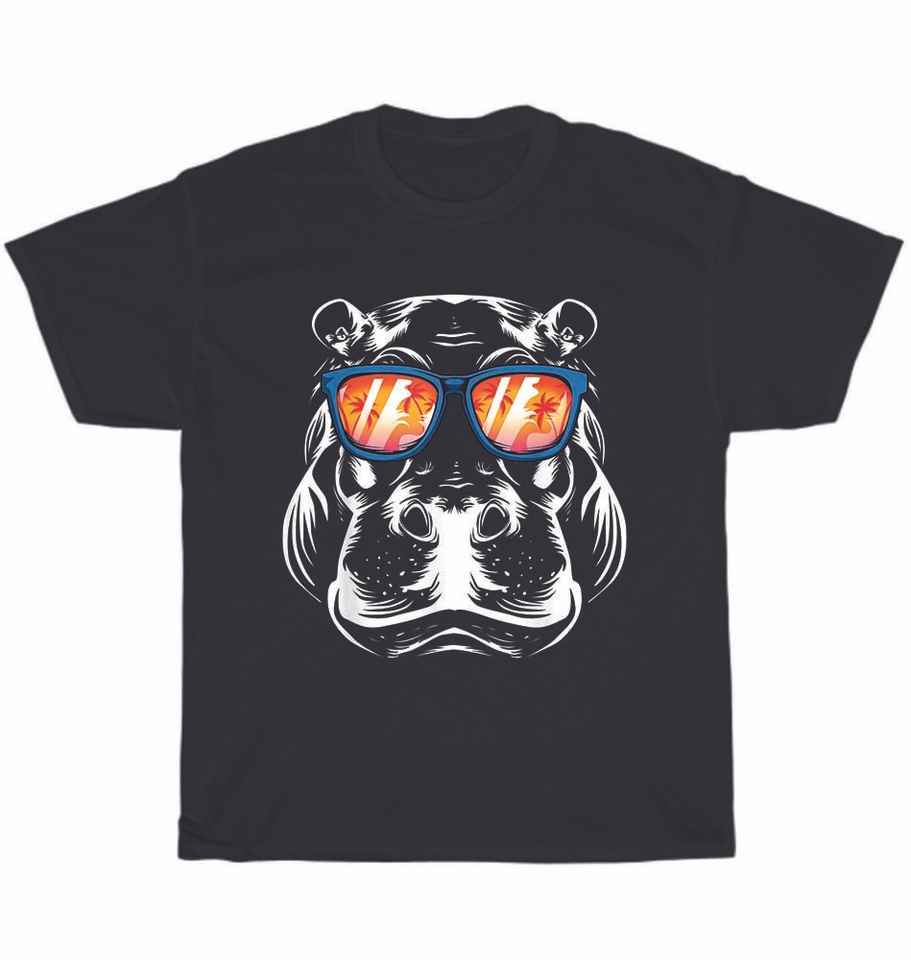 Hippopotamus With Glasses Hippo Zoo Day Wildlife Animal Lover T-Shirt ...