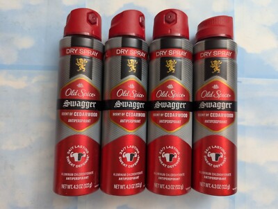 LOT (4) OLD SPICE SWAGGER CEDARWOOD ANTIPERSPIRANT DEODORANT DRY SPRAY ...