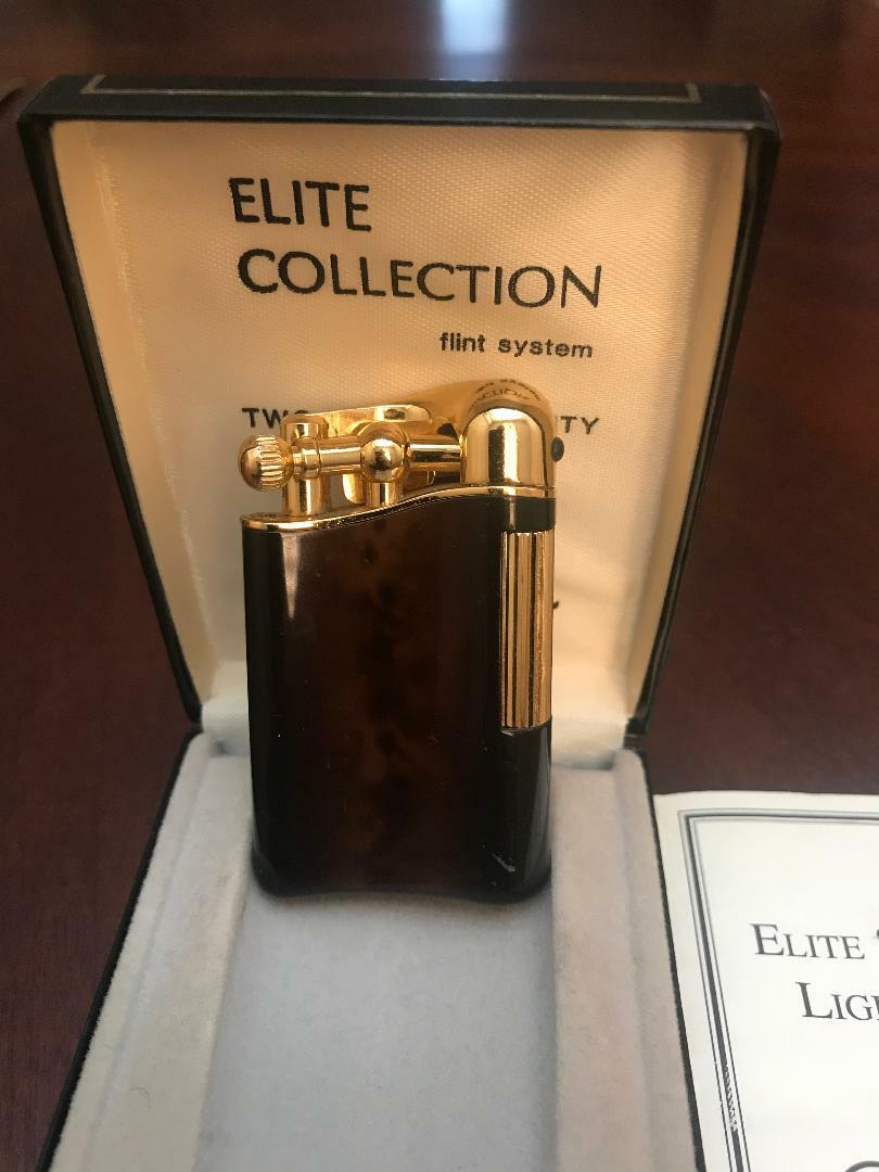 VINTAGE COLIBRI JAPAN LIGHTER FTR 37000 CURVED BROWN WITH GOLDEN TRIM ...