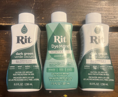 Rit All Purpose Liquid Dye Dark Green (x2) And Synthetic Peacock Green ...