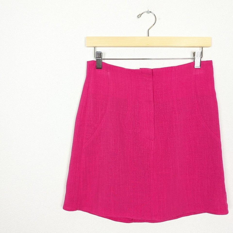 Asos Design Womens Skirt Hot Pink Structured Linen Mini Skirt Size 6 Ebay
