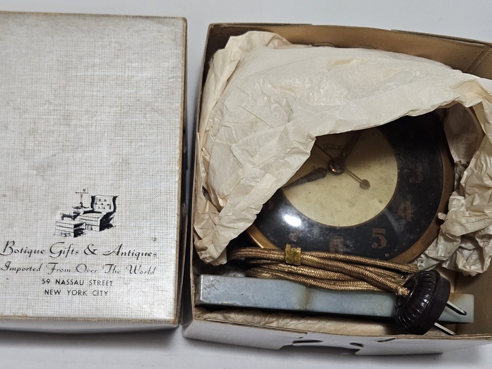 NOS? DAMAGED GE TELECHRON SHELF CLOCK ON MARBLE IN BOX FROM NYC! | eBay