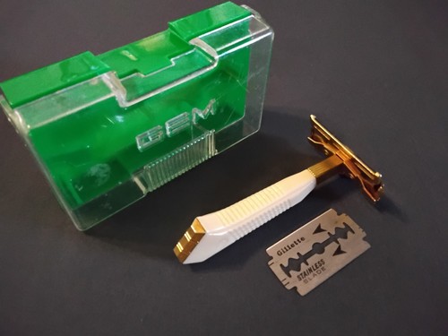 1950s Vintage GILLETTE GEM Razor Gold Tone Single Edge Safety Original ...