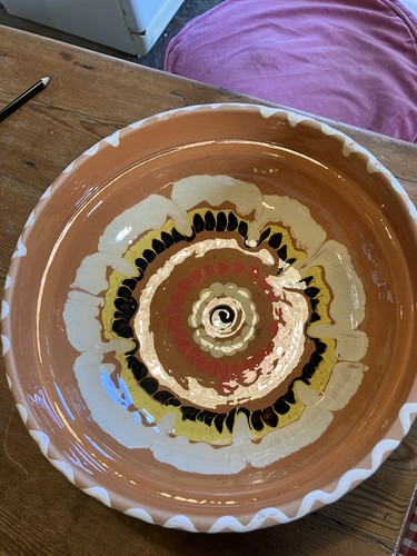 Bulgarian troyan pottery Clay dish 4inches deep (100cms) x 10 inches ...