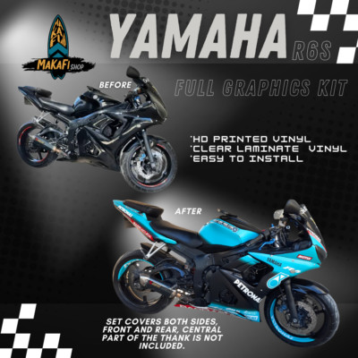 YAMAHA R6s Full Graphics KIT - HD PRINTED Laminated vinyl 2003-2007 | eBay