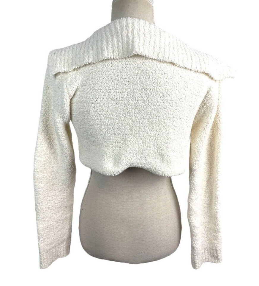 Ivory Cream Textured Cardigan Cropped Gold Button Women’s UK Size 8 ...