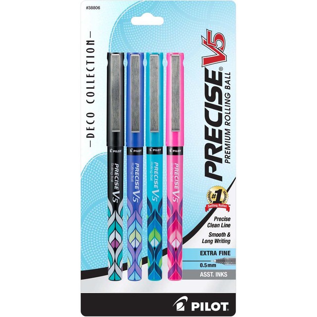 Pilot Precise V5 Premium Roller Pen X-fine 4pk Capped Deco Assorted Ink ...