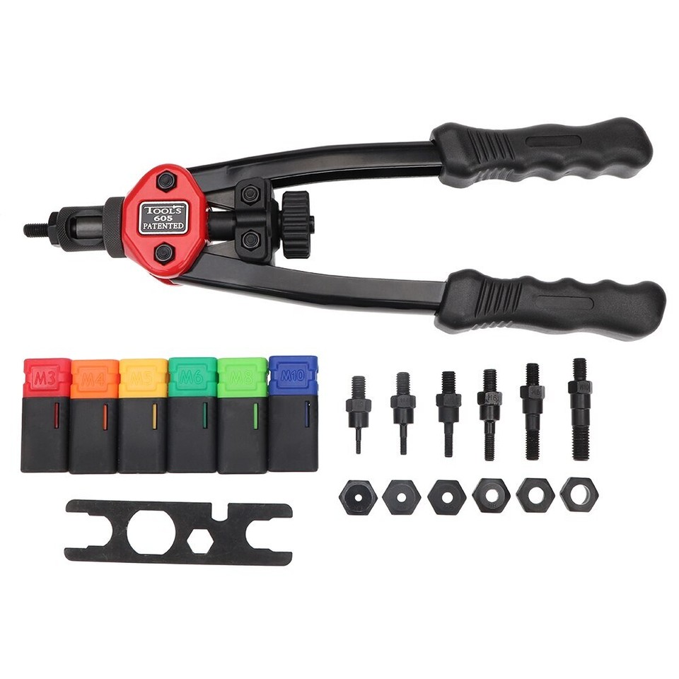 100pcs Rivet Nut +Hand Threaded Rivet Nuts Gun Double Insert Manual ...