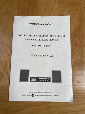 Realistic Concertmate 8 Home 8-Track Player Stereo Receiver Owner's Manual | eBay