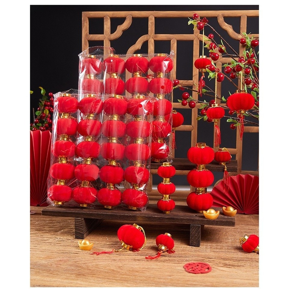 Chinese New Year Decoration Festive Party Decor Red Round Lantern ...