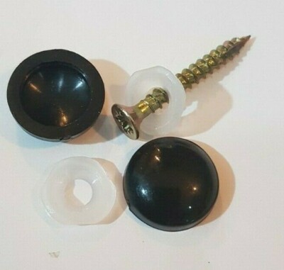 100 x Black PLASTIC DOME PLASTIC DOME SCREW CAP COVER PROTECTOR + £5 ...