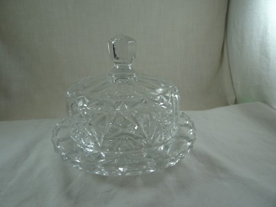 Vintage Starburst Scalloped Lead Crystal Covered Candy Dish 5" EAPG ...