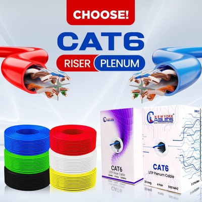 Cat6 Plenum / Riser 1000ft Cable CMP | Ethernet Internet Wire | 23AWG ...