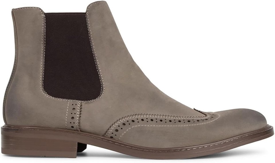 Kenneth Cole REACTION Men's Knock Brogue Chelsea Boot, Taupe, sz 8M ...
