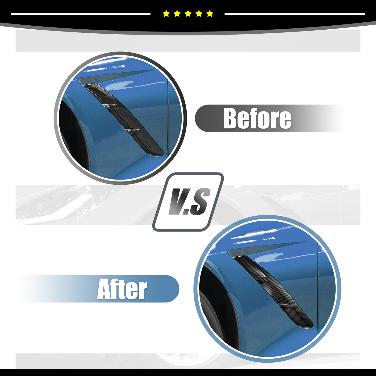 Piece of 2 Front Fender Side Body Vent fit for Chevrolet Corvette C7 ...