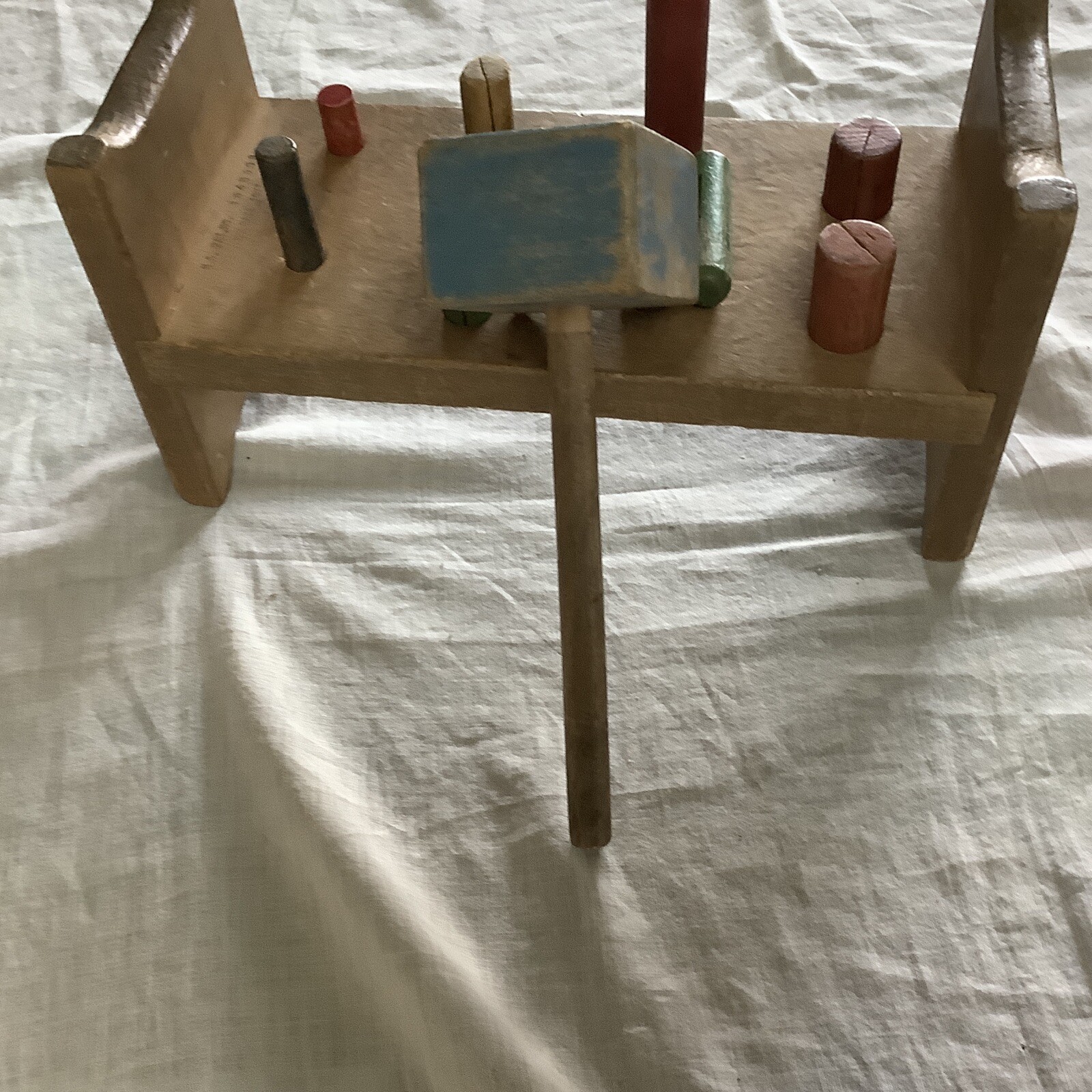 Holgate Vtge wooden Classic Bingo Bed pounding bench, and wood mallet ...