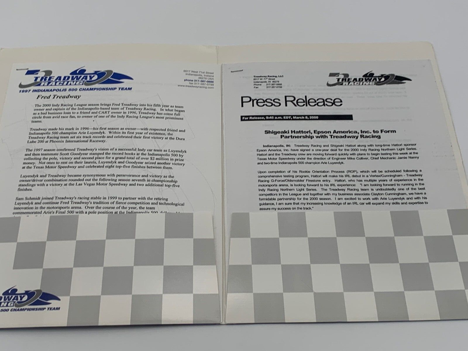 2000 Treadway Racing Media Guide Kit Fred Treadway Indy | eBay
