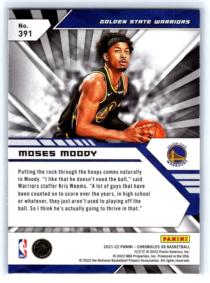 2021 Panini Chronicles NBA XR Rookie RC #391 Moses Moody GS Warriors | eBay