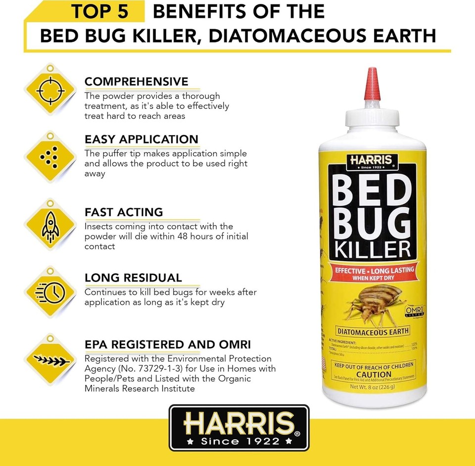 Bed Bug Flea Egg Killer Powder House Room Treatment Diatomaceous Earth ...