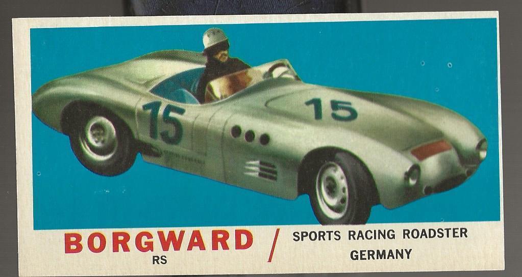 1961 TOPPS SPORTS CARS # 28 BORGWARD RS SPORTS RACING COUPE ROADSTER ...