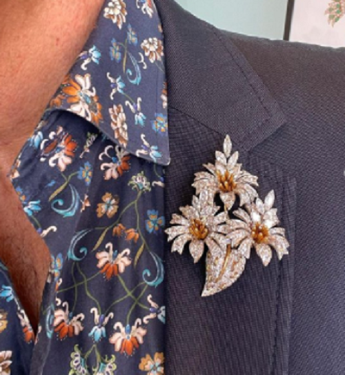 925 Sterling Silver Brooch Cubic Zirconia Studded Leaf Floral Flower ...