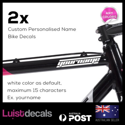 2x Custom Name Text Gift Bicycle Helmet Decals Stickers 25mm height # ...