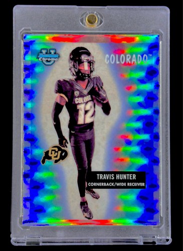 TRAVIS HUNTER ROOKIE REFRACTOR Blue RC Card Holo SP Insert Parallel ...