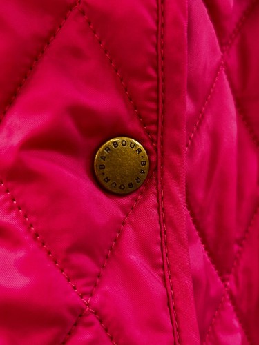 Pink Barbour Jacket Pantone 10 UK Quilted Black Cordoury Collar | eBay UK