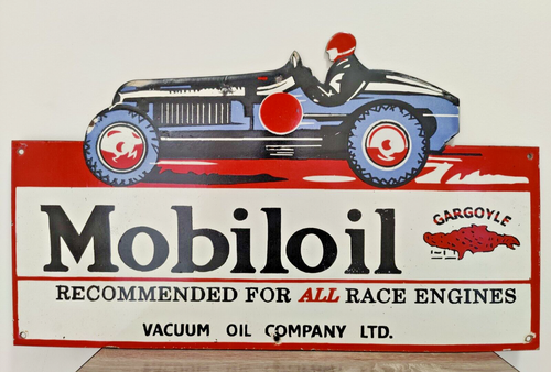 VINTAGE MOBILOIL GARGOYLE PORCELAIN ENAMEL METAL SIGN SIZE 30" x 18 ...