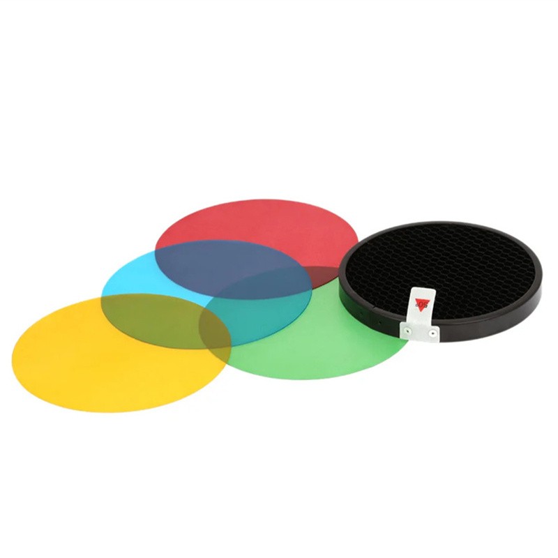 Color Filter Gel Pack with Honeycomb Grid Cover Reflector Kit Godox AD ...