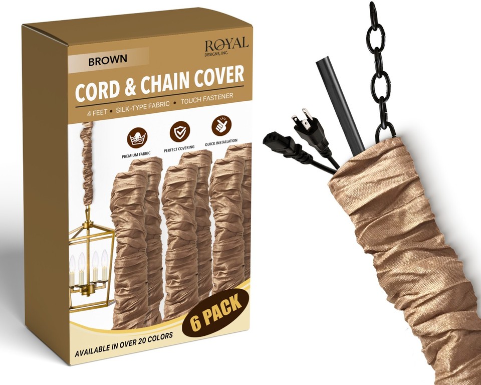Royal Designs, Inc. Decorative Fabric Cord Cover Chandelier Chain Cover ...