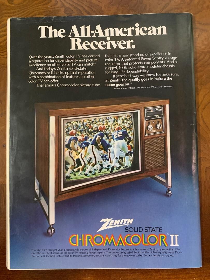 1974 September 6 Green Bay Packers vs Bengals program signed John Hadl ...