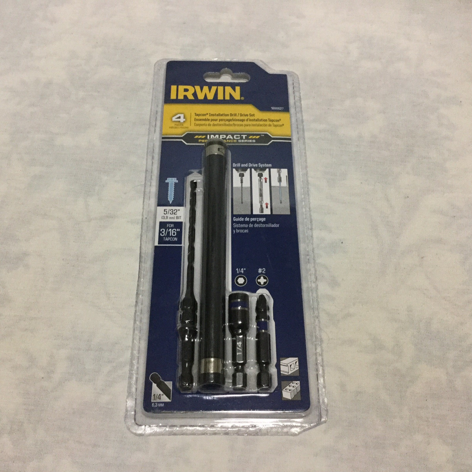 IRWIN #1888627 4 PIECE TAPCON INSTALLATION DRILL & DRIVE SET - MASONARY ...