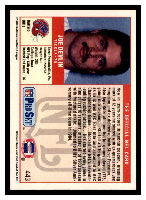 1989 Pro Set - #443 Joe Devlin (RC) for sale online | eBay