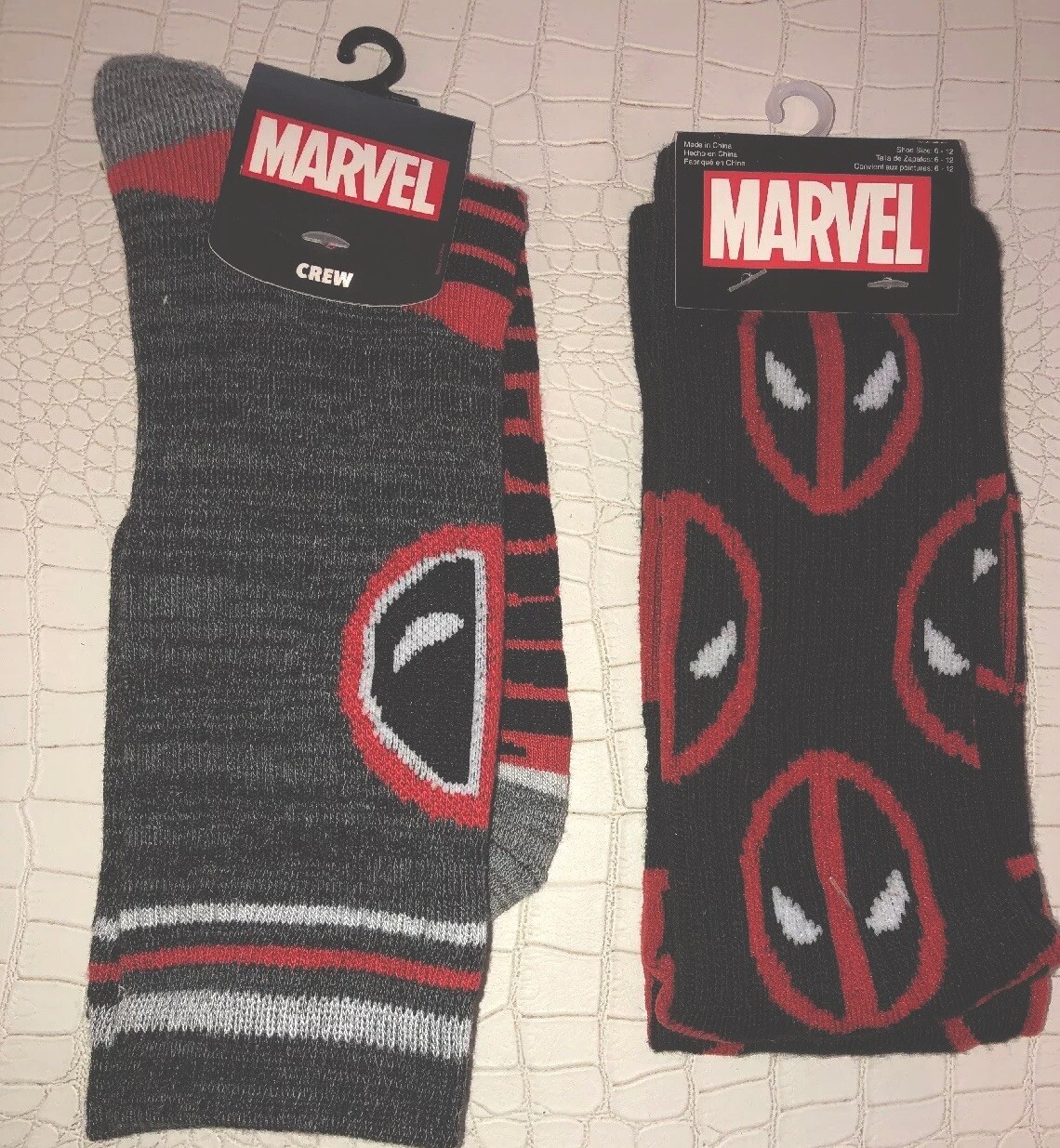 2 Pair Marvel Comics Dead Pool Crew Socks, Men's Shoe Size 6-12 ...