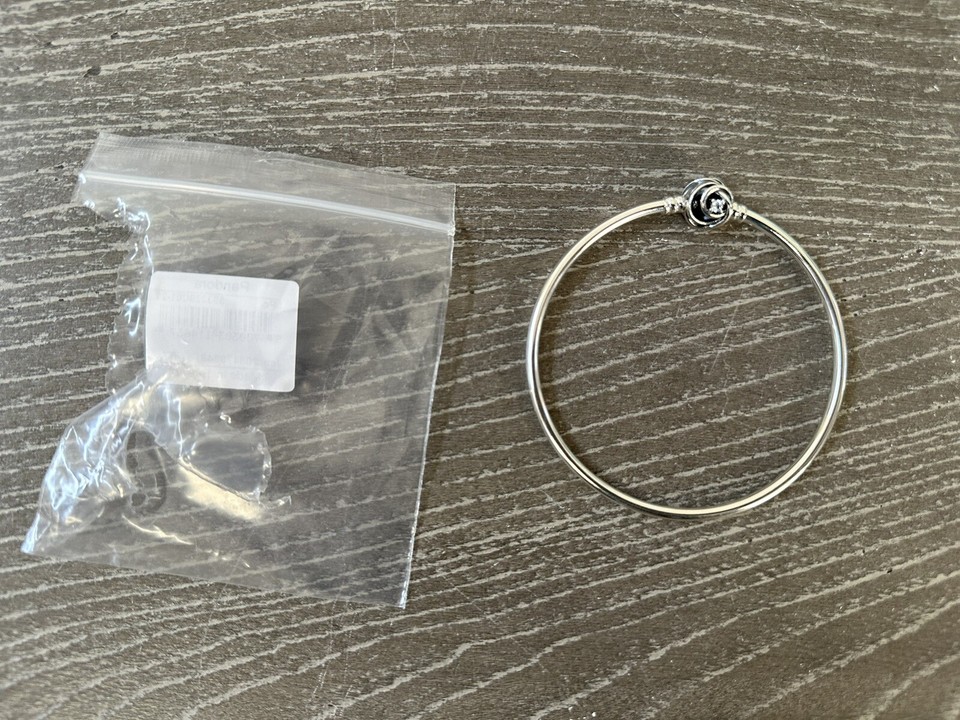 Pandora Moments Encircled Clasp Bangle Bracelet 593229C01-21 Silver 8.3 ...