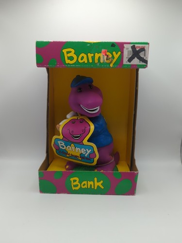 Vintage 1992 Barney Dinosaur Baseball Bat Piggy Coin Bank Hard Plastic ...