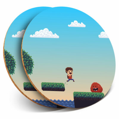 2 x Coasters - Gamer Boy Retro Platform Game Home Gift #14800 | eBay