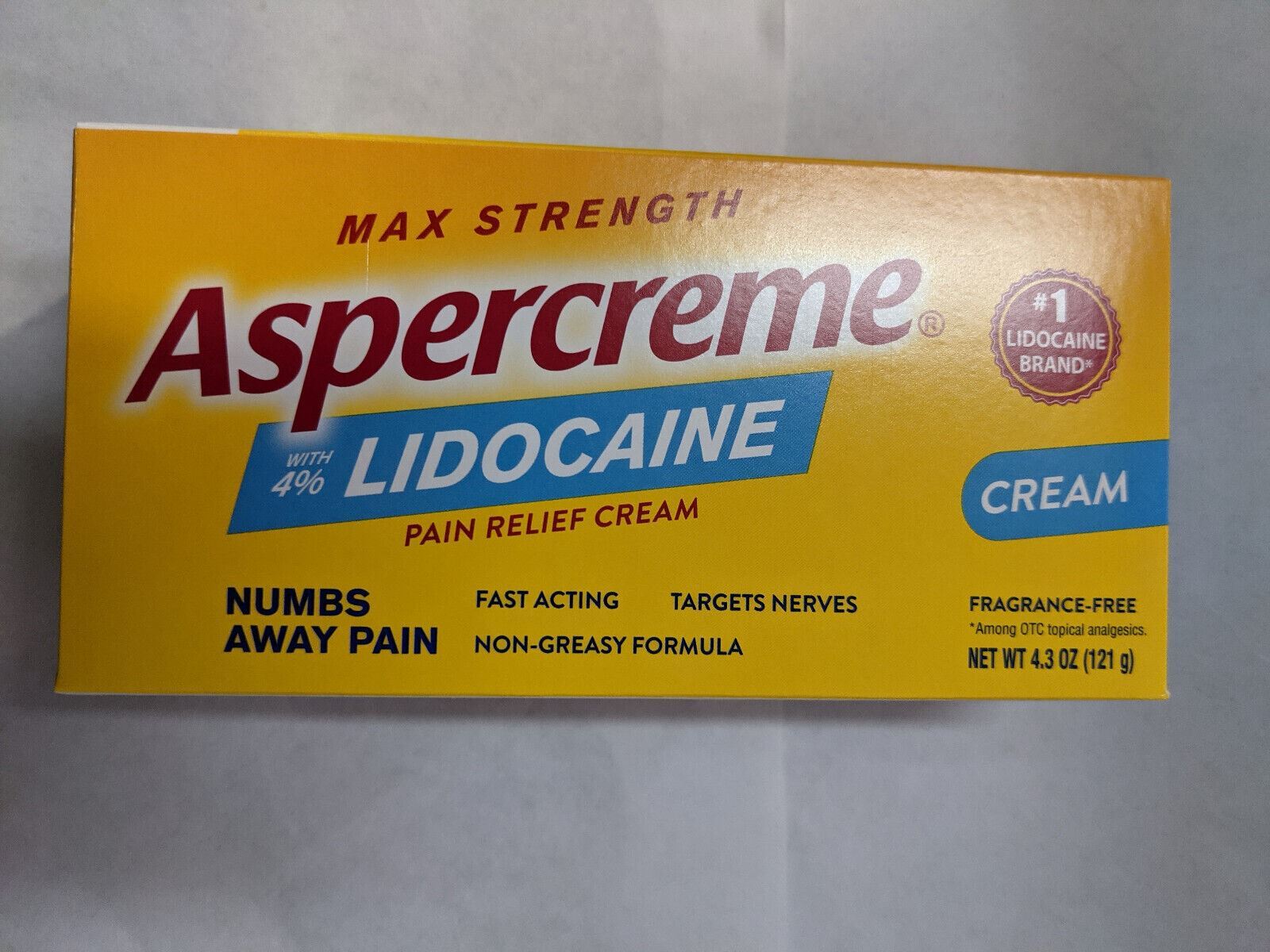 3 PACK Aspercreme Pain Relief Cream with 4% Lidocaine Maximum Strength ...