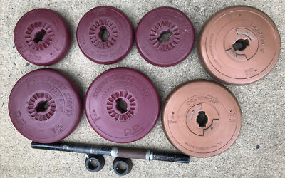 Lot of 7 Orbatron Weights Plus 1 Dumbbell Bar, Total Weight 83.6 Pounds ...