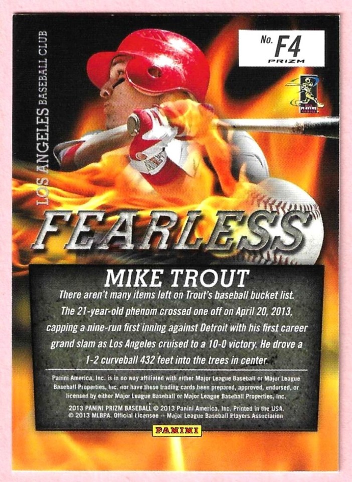 2013 Panini Prizm Fearless Blue Pulsar Mike Trout SP Card #F4 Angels | eBay