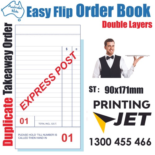 50x Duplicate Takeaway Restaurant Docket Order Book 90x171mm [RD132 ...
