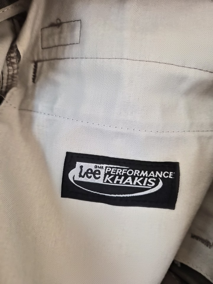 Lee Performance Khakis Men’s flat front Pants 34x32, Tan, 💯 Cotton, | eBay