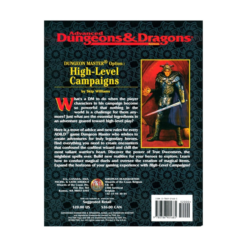 AD&D 2nd Ed Dungeon Master's Option - High Level Campaigns (2nd) VG+ | eBay