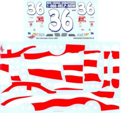 Wetworks WW45 #36 FLAG SCHEME 2001 KEN SCHRADER Nascar 1/24 waterslide ...