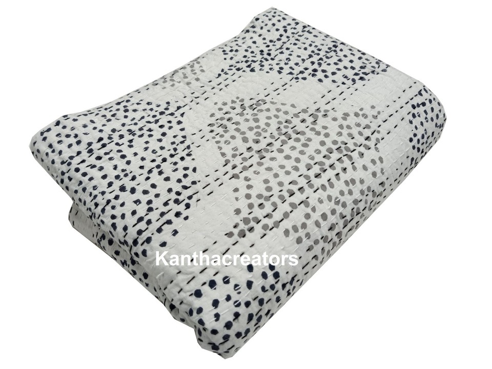 Indian Cotton Kantha Quilt Handmade Winter Rajai King Size Reversible ...