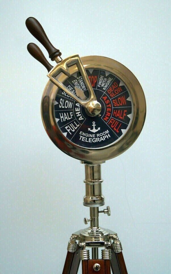 Antique Nautical Maritime 38" Navy Ship Engine Room Telegraph w/ Wooden ...