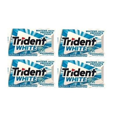 999291 4 X 16 PIECES PACKET TRIDENT WHITE WINTERGREEN FLAVOURED SUGAR ...