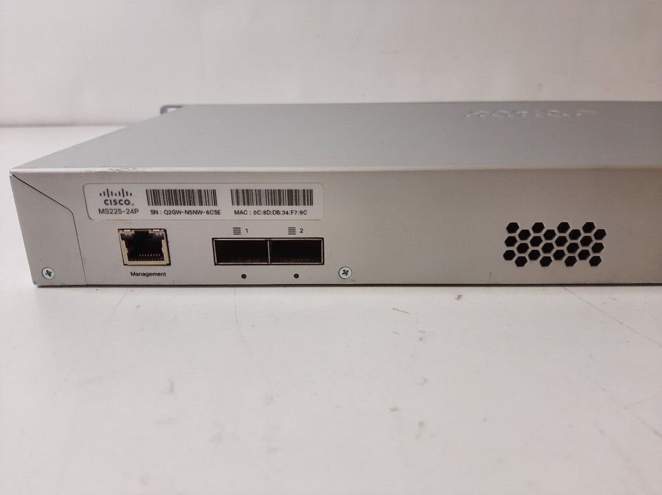 Meraki MS-225 24 Port Gigabit Switch 4x SFP+ MS-225-24P-HW Unclaimed | eBay