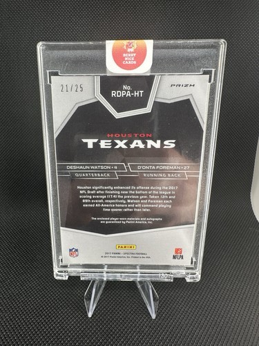 2017 Panini Spectra Deshaun Watson Rookie RC Dual Patch Auto #21/25 RPA ...